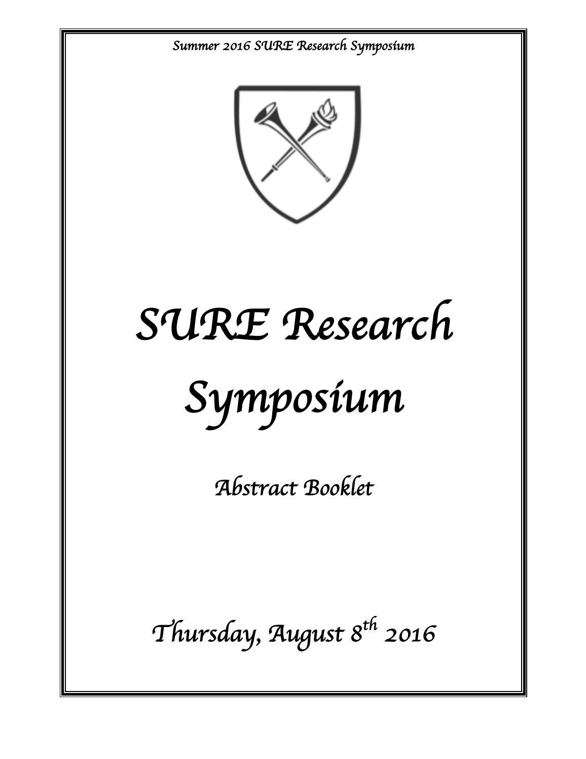 SURE 2016 Symposium Abstract Booklet by Emory Undergraduate Research ...