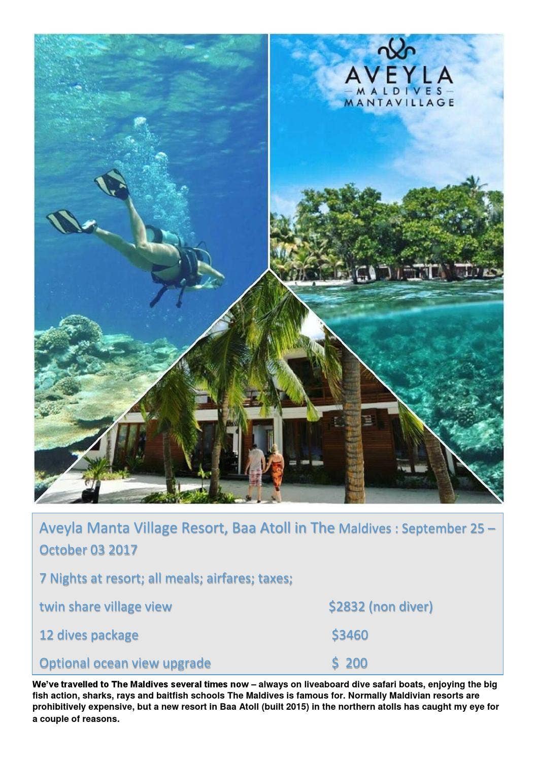 Dive Trip 2 2017 - Aveyla Manta Village Resort, Baa Atoll in The ...