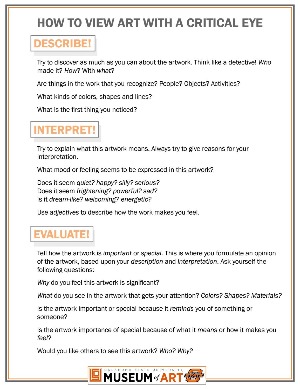 How to View Art with a Critical Eye by OSU Museum of Art - Issuu