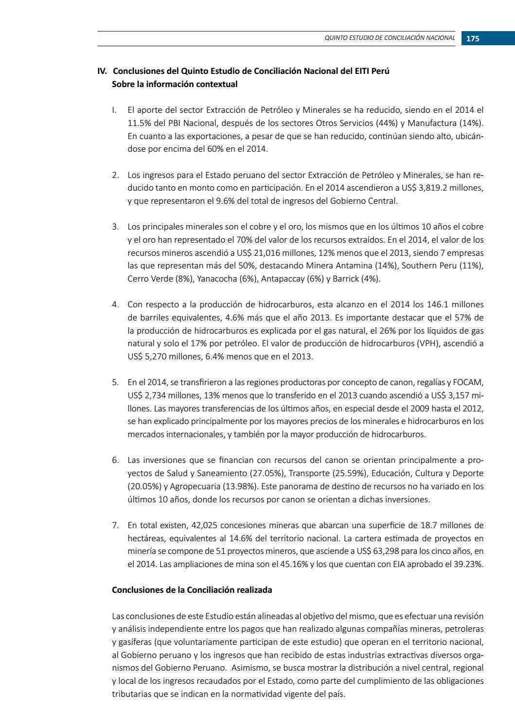 Quinto estudio de Conciliación - EITI Perú by Sociedad Nacional de ...