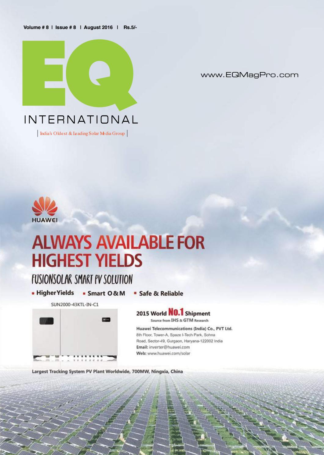 EQ Magazine August 2016 Edition by EQ Int'l Solar Media Group - Issuu