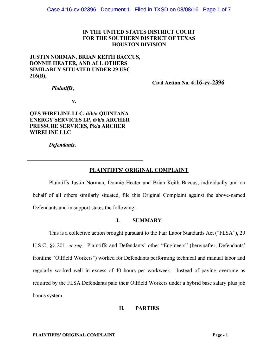 Archer Wireline Lawsuit by siegellawgroup - Issuu