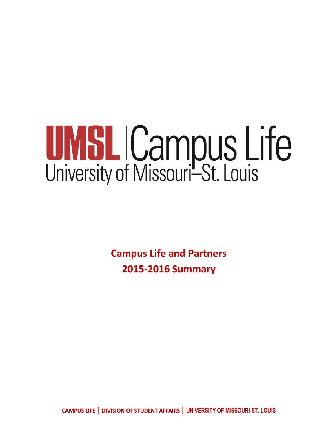 UMSL Campus Life Summary Report by UMSL New Student Programs - Issuu