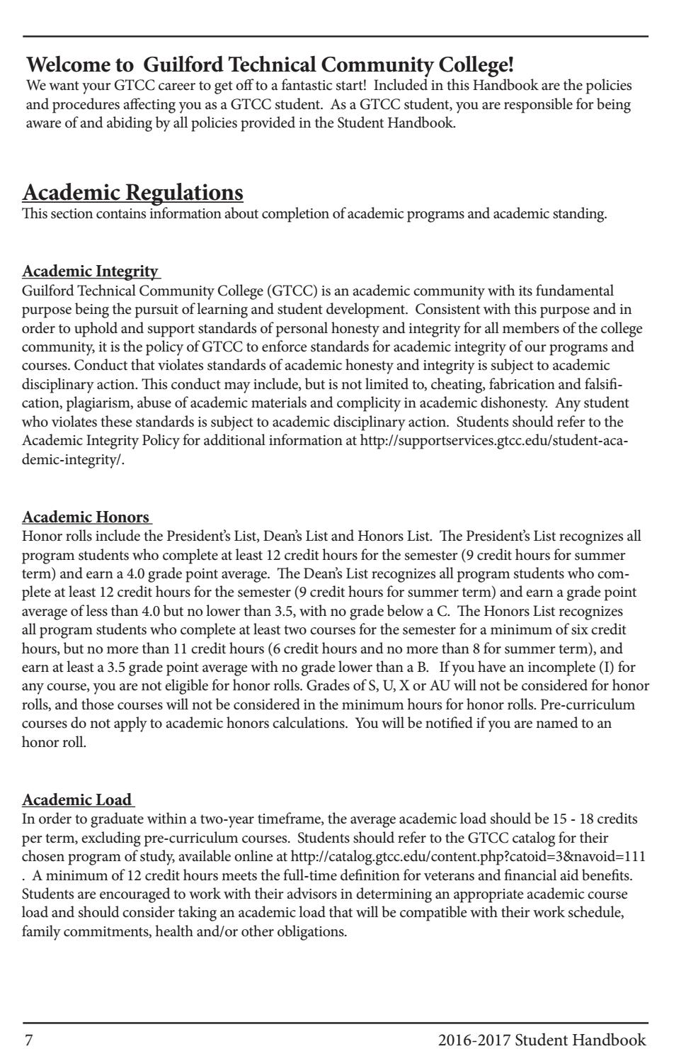 GTCC 2016-2017 Student Handbook by Guilford Technical Community College ...