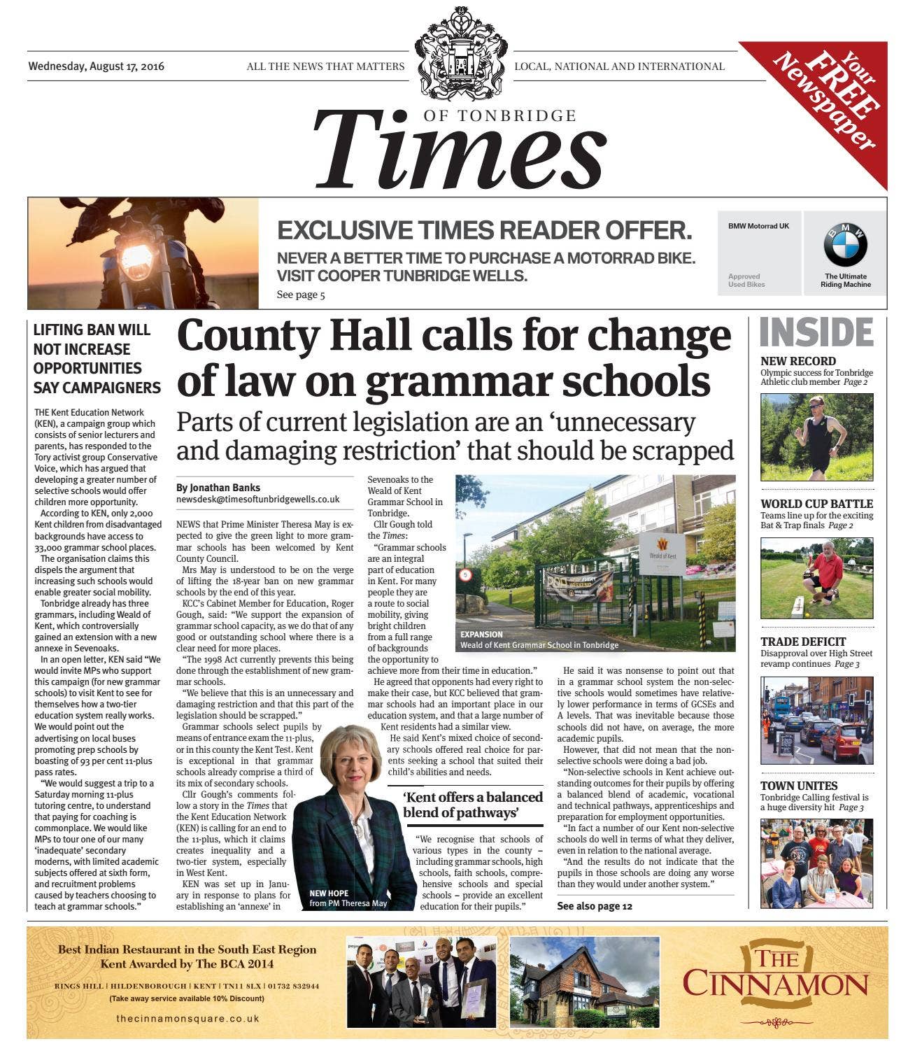 Times of Tonbridge 17th August 2016 by One Media - Issuu
