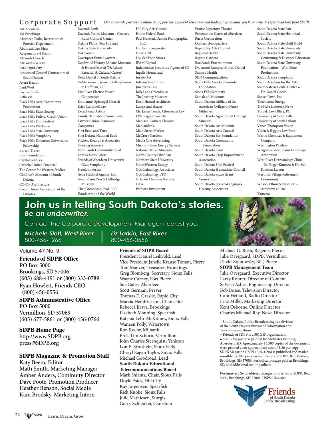 SDPB September 2016 Magazine by South Dakota Public Broadcasting - Issuu