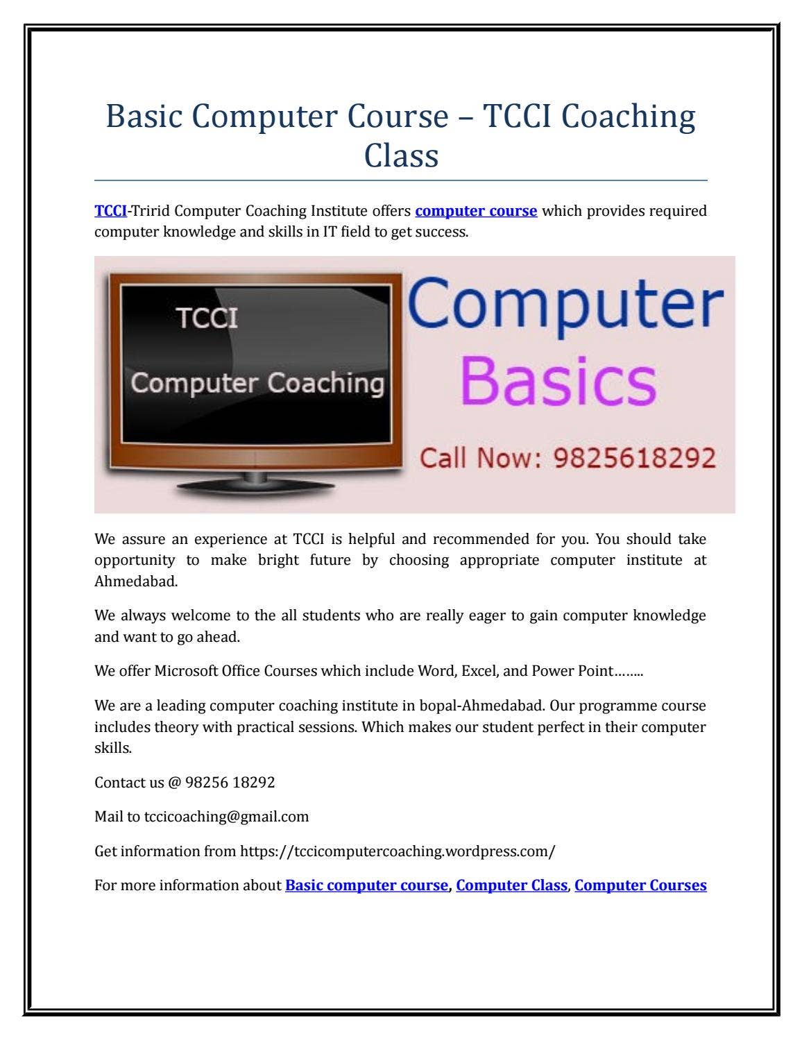 Basic computer course – tcci coaching class by Rosario Riley - Issuu
