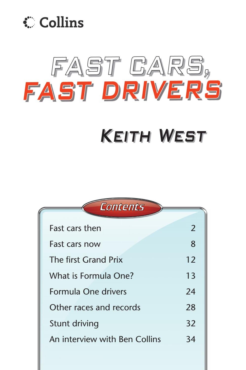 Fast Cars, Fast Drivers by Collins - Issuu