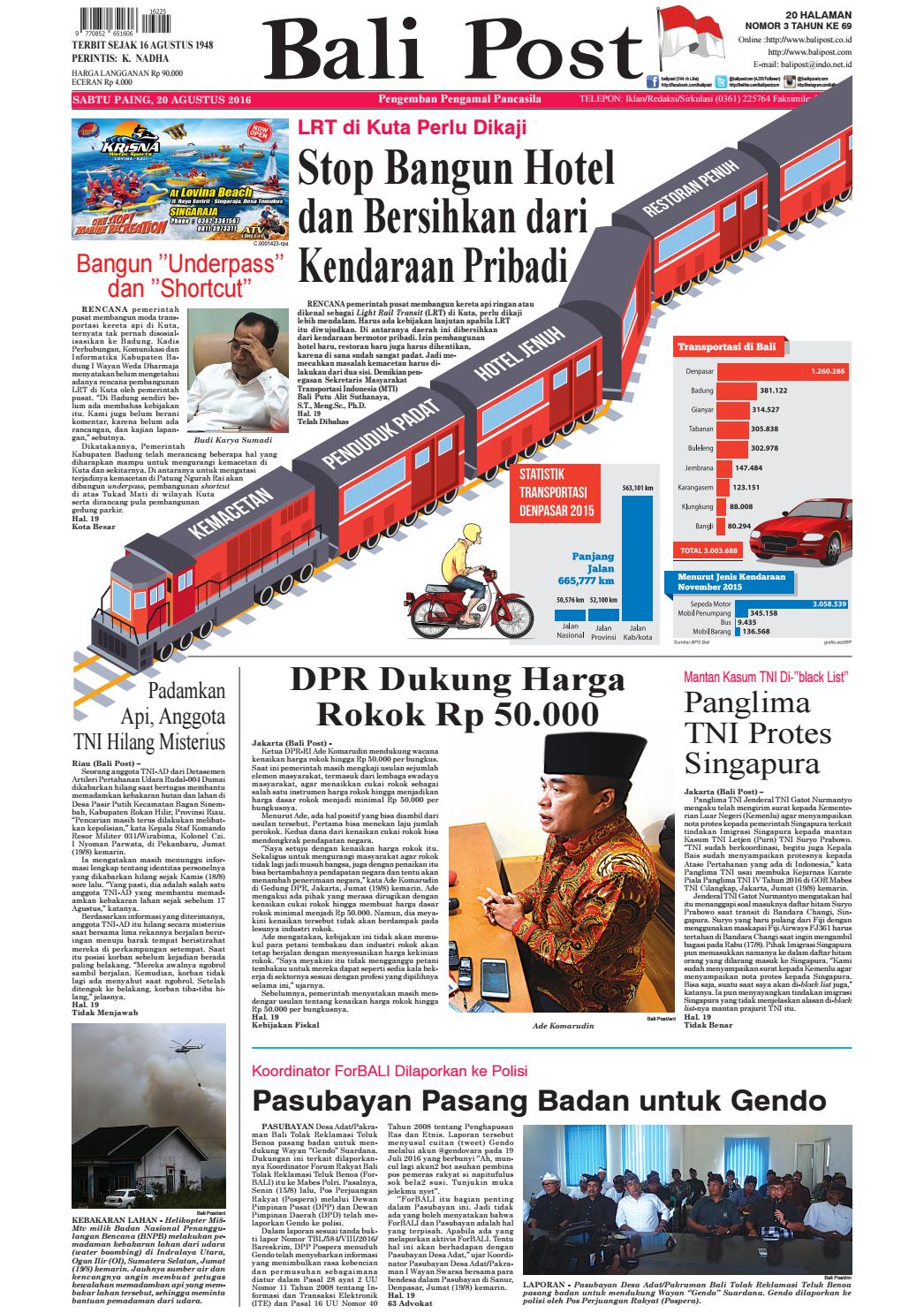 Edisi 20 Agustus 2016 | Balipost.com by e-Paper KMB - Issuu