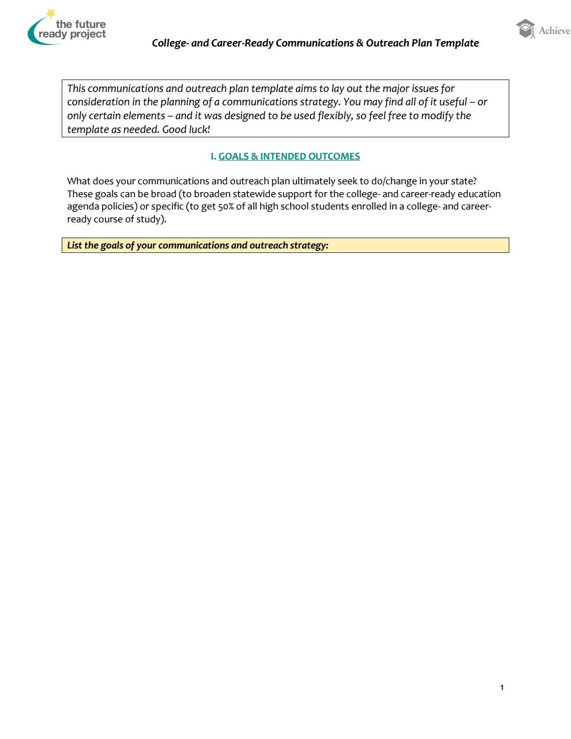 College- and Career-Ready Communications & Outreach Plan Template by ...