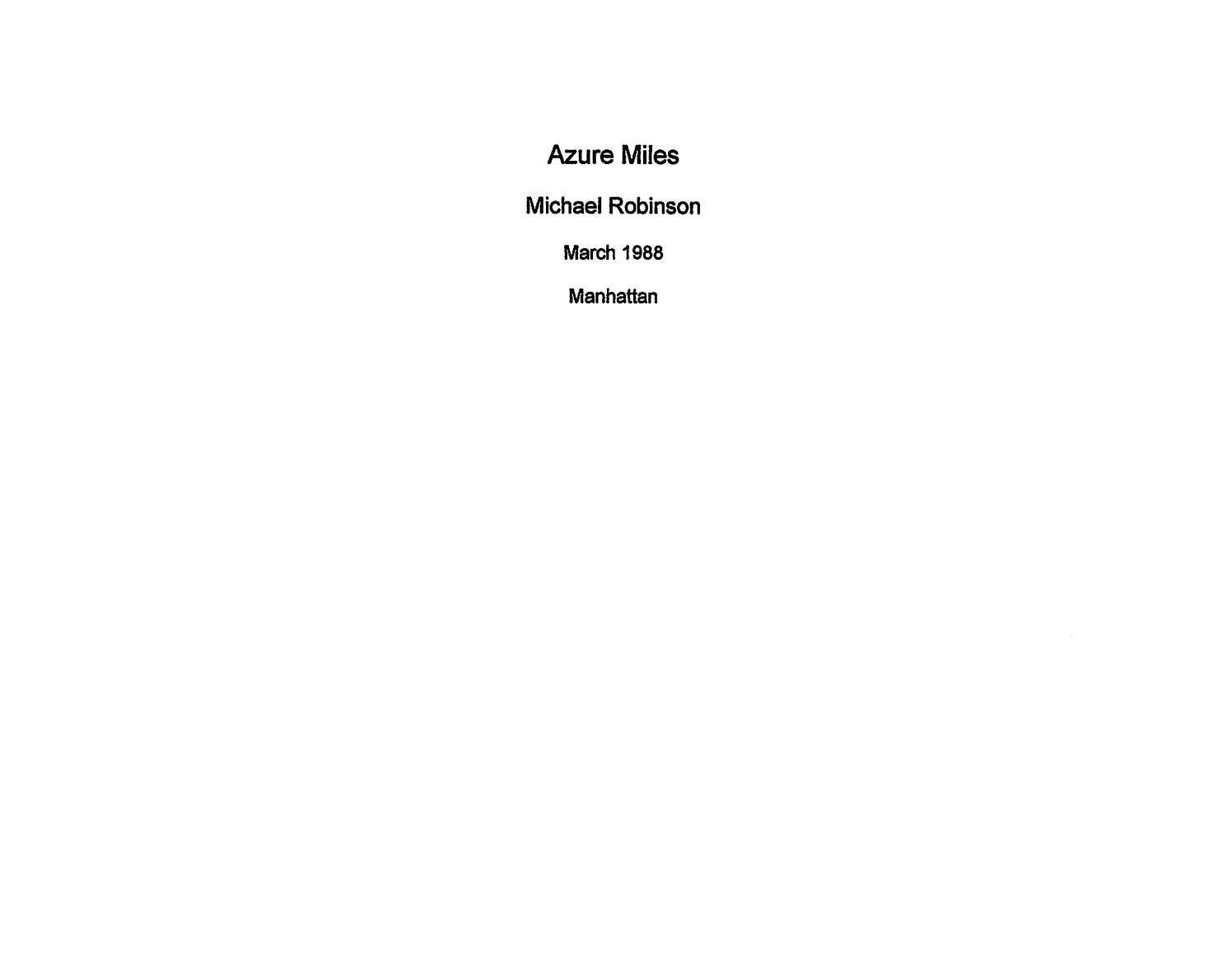 Azure miles by Michael Robinson - Issuu