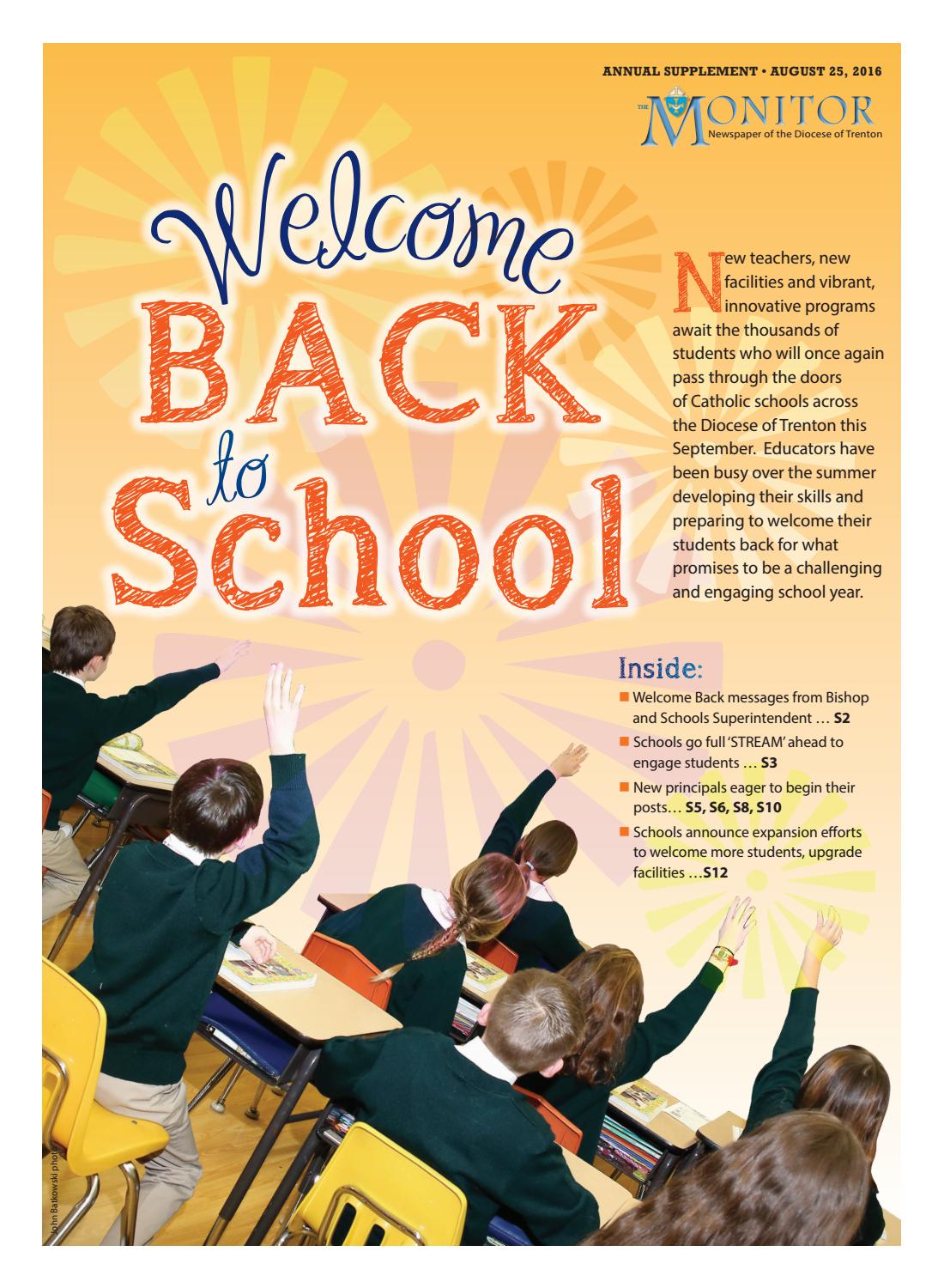 The Monitor Welcome Back to School 2016 by Diocese of Trenton - Issuu