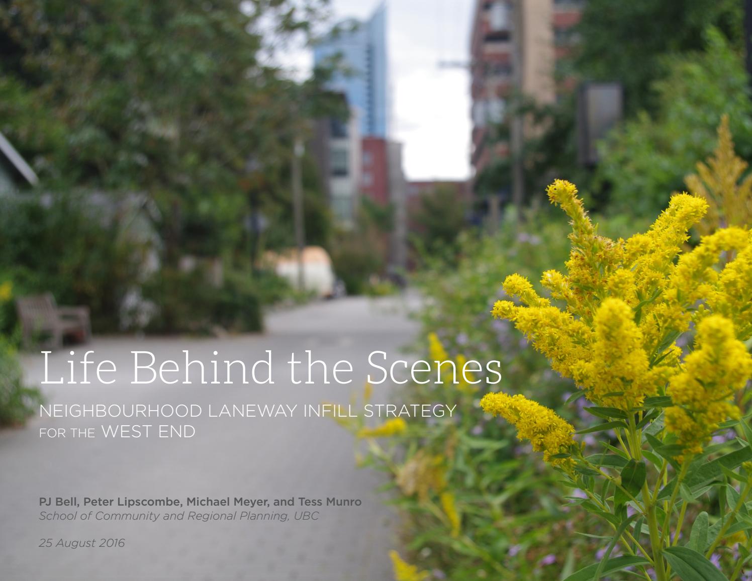 Life Behind the Scenes: Neighbourhood Laneway Infill Strategy for the ...