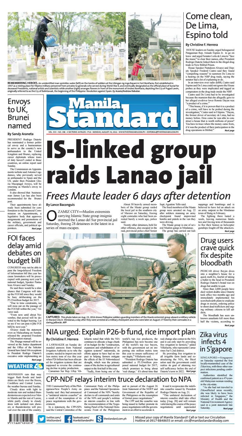 Manila Standard - 2016 August 29 - Monday by Manila Standard - Issuu
