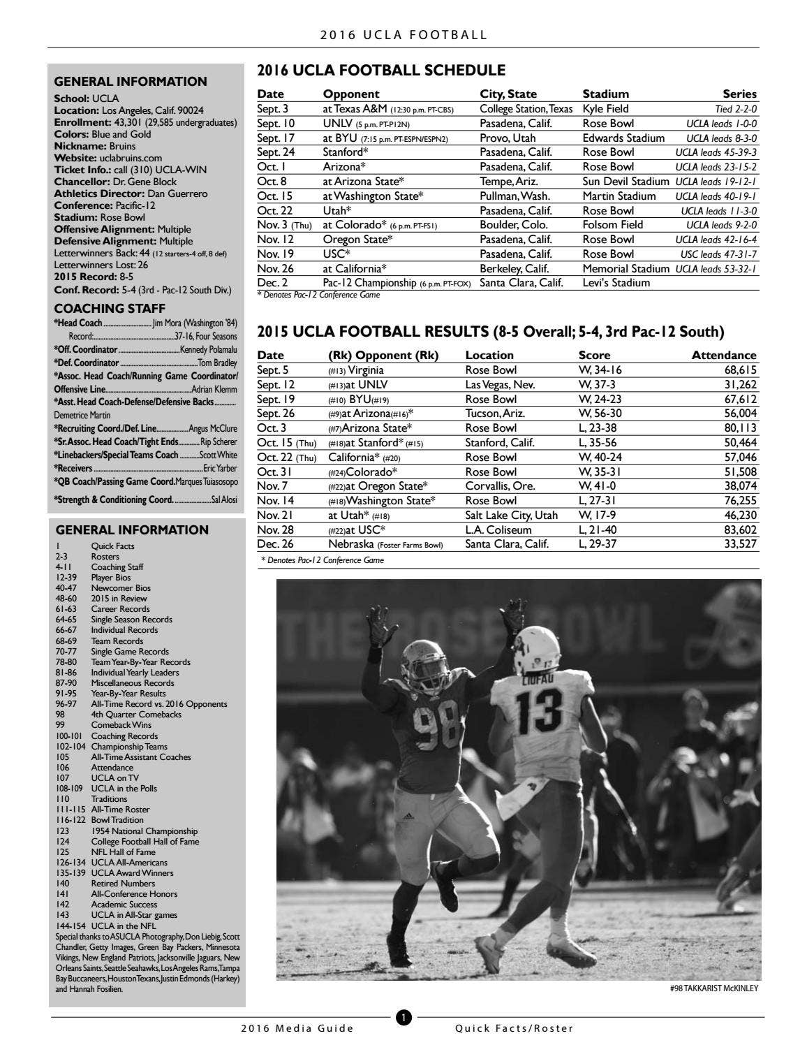 2016 UCLA Football Information Guide by UCLA Athletics - Issuu
