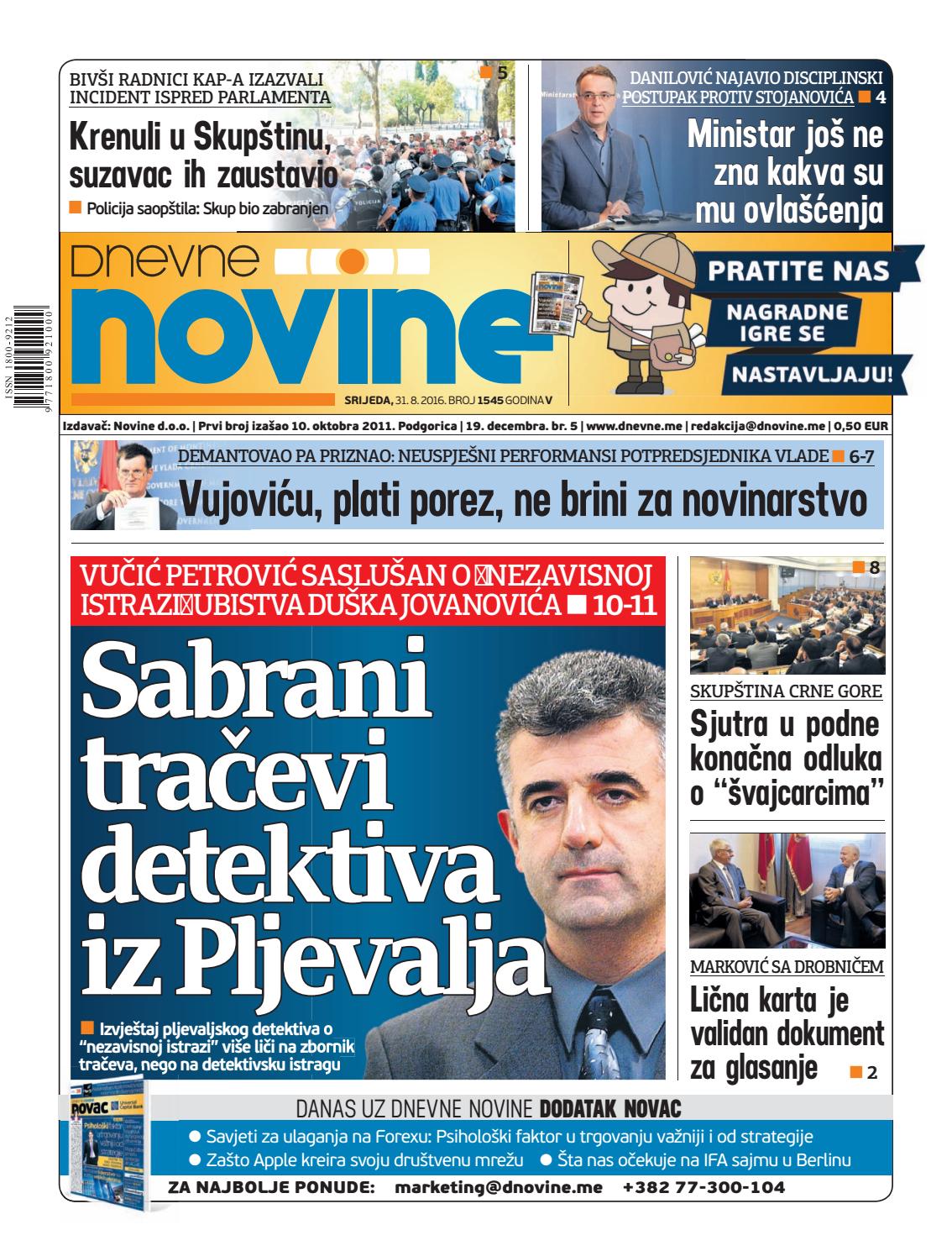 Dnevne novine 31. avgust 2016. by Dnevne Novine - Issuu