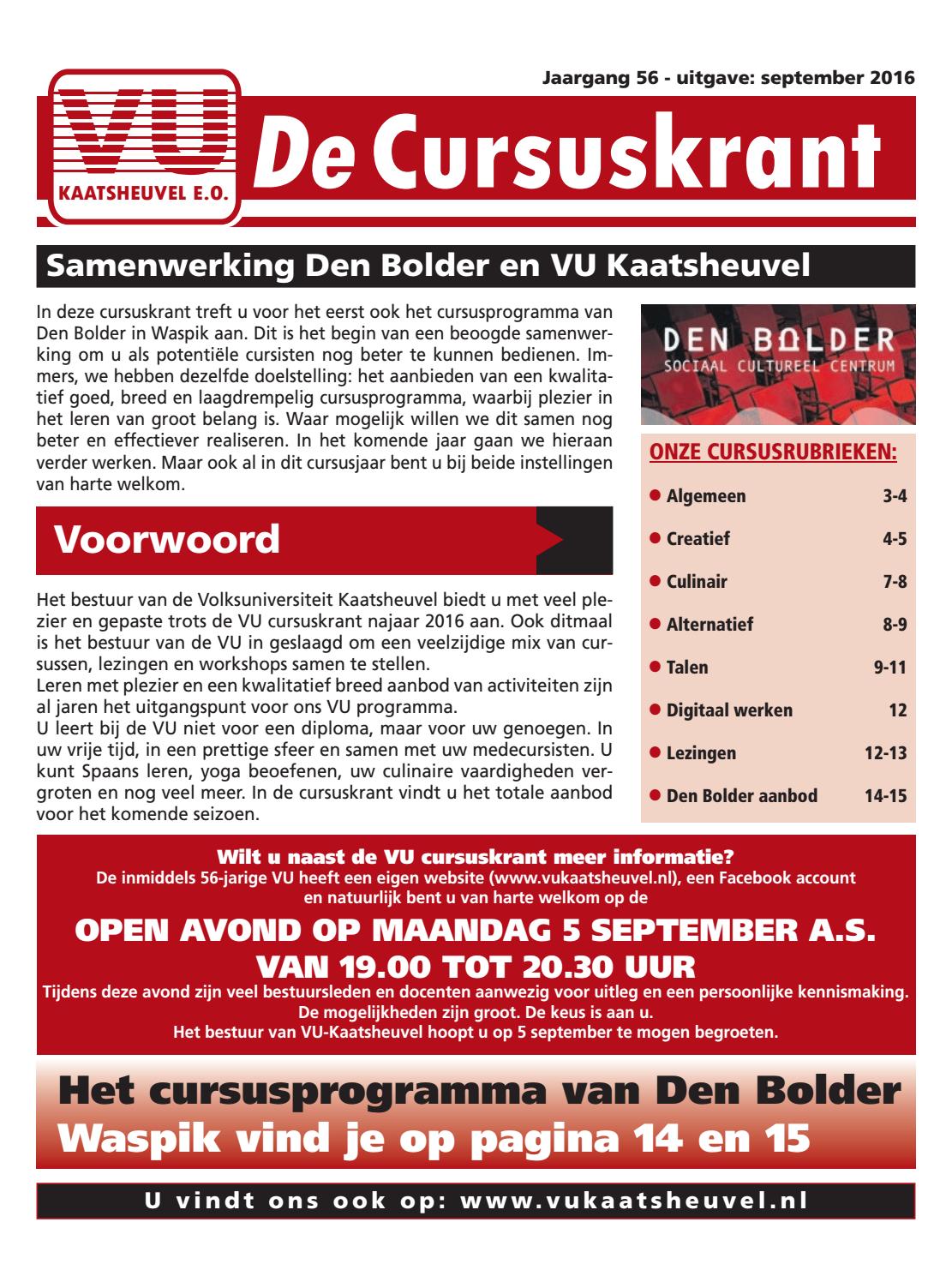 VU de Cursuskrant 31-08-2016 by Uitgeverij Em de Jong - Issuu