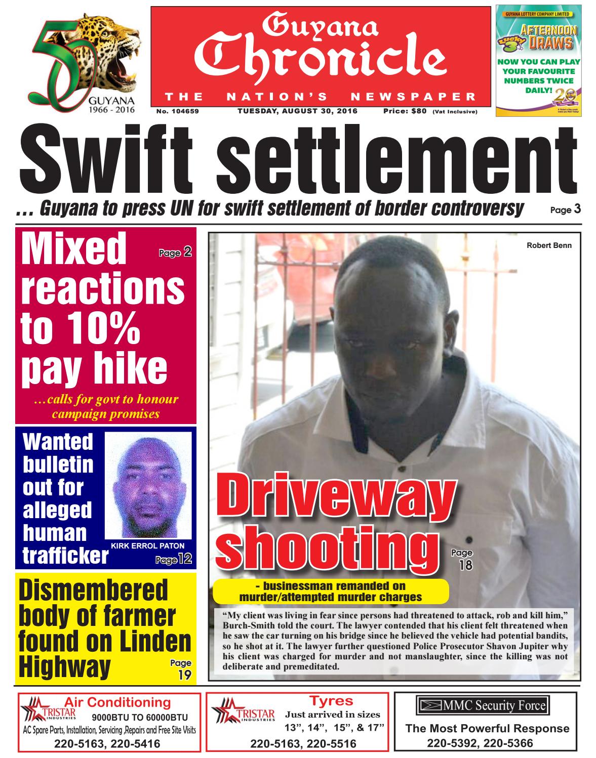 Guyana chronicle epaper 08 30 2016 by Guyana Chronicle - Issuu