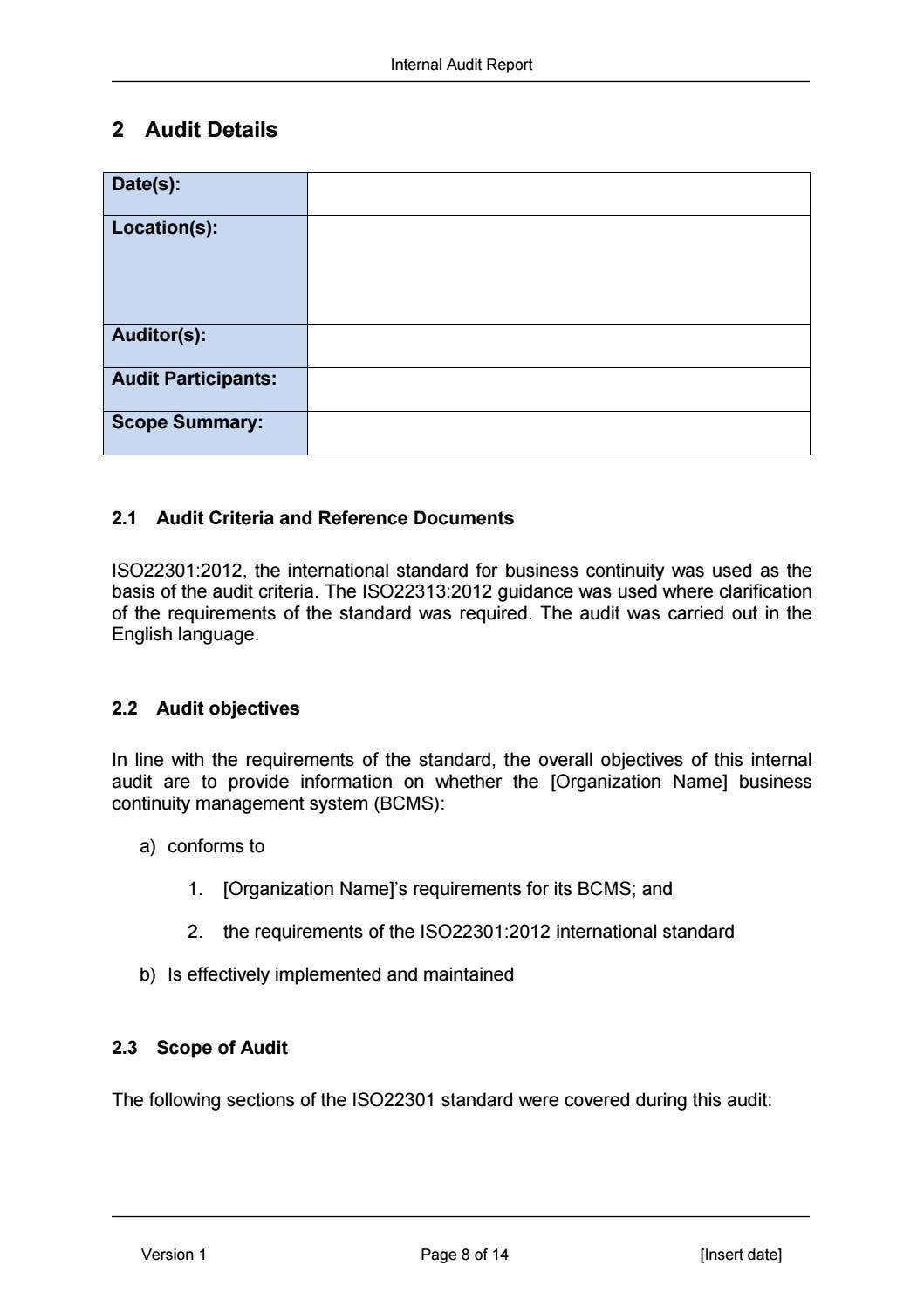 Bcms doc 09 5 internal audit report by CertiKit Limited - Issuu