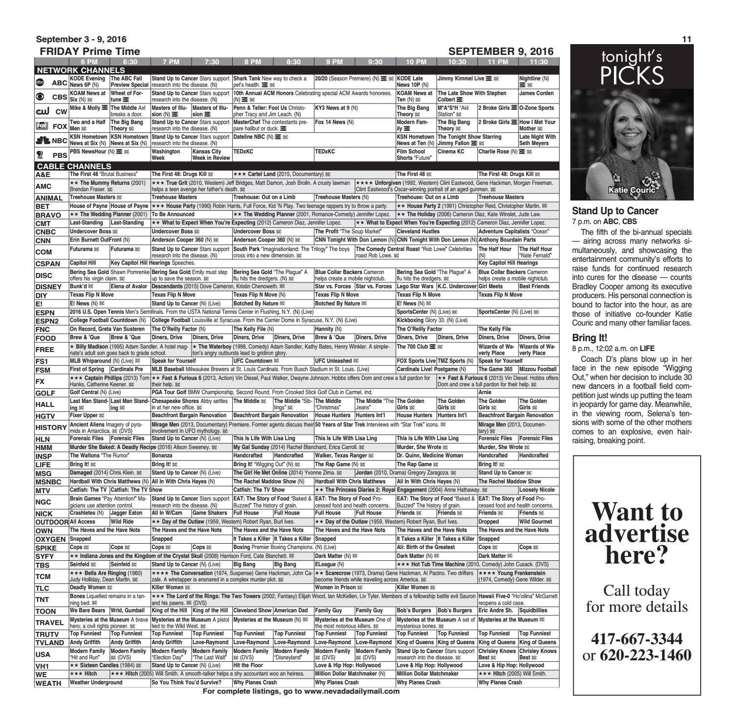 Tv guide 9 3 16 by Nevada News/Nevada Daily Mail - Issuu