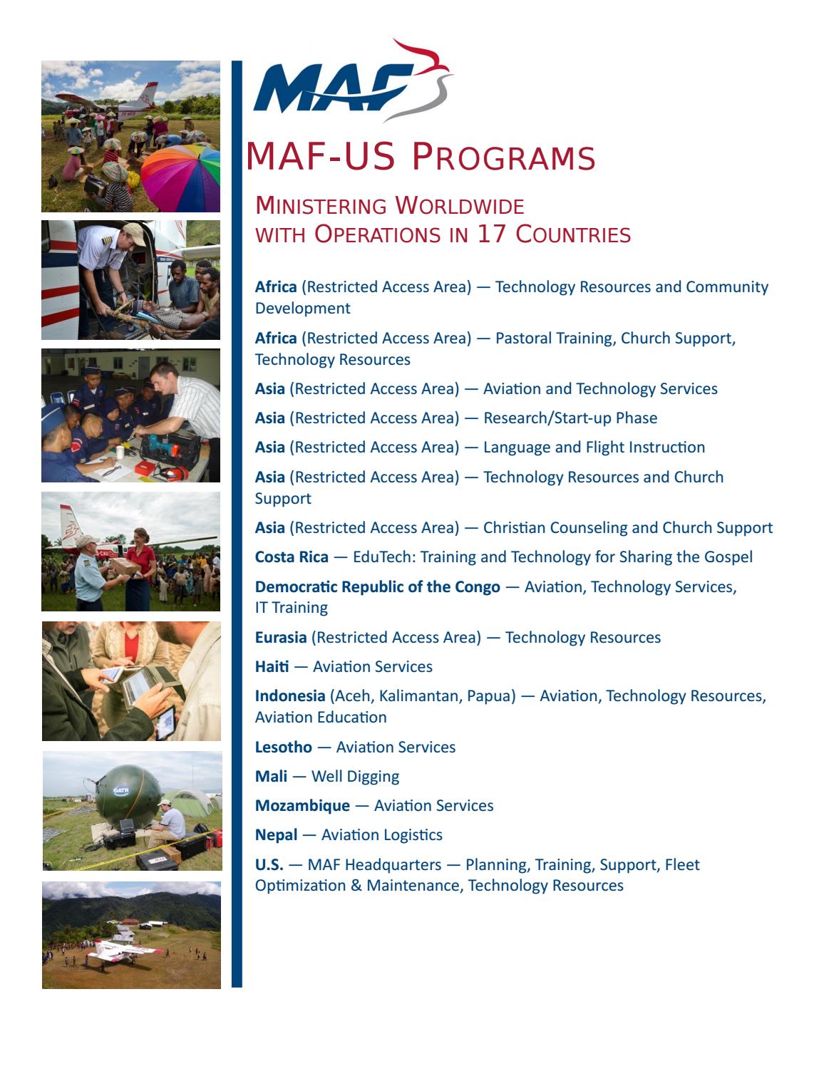 MAF-US Programs by Mission Aviation Fellowship - Issuu