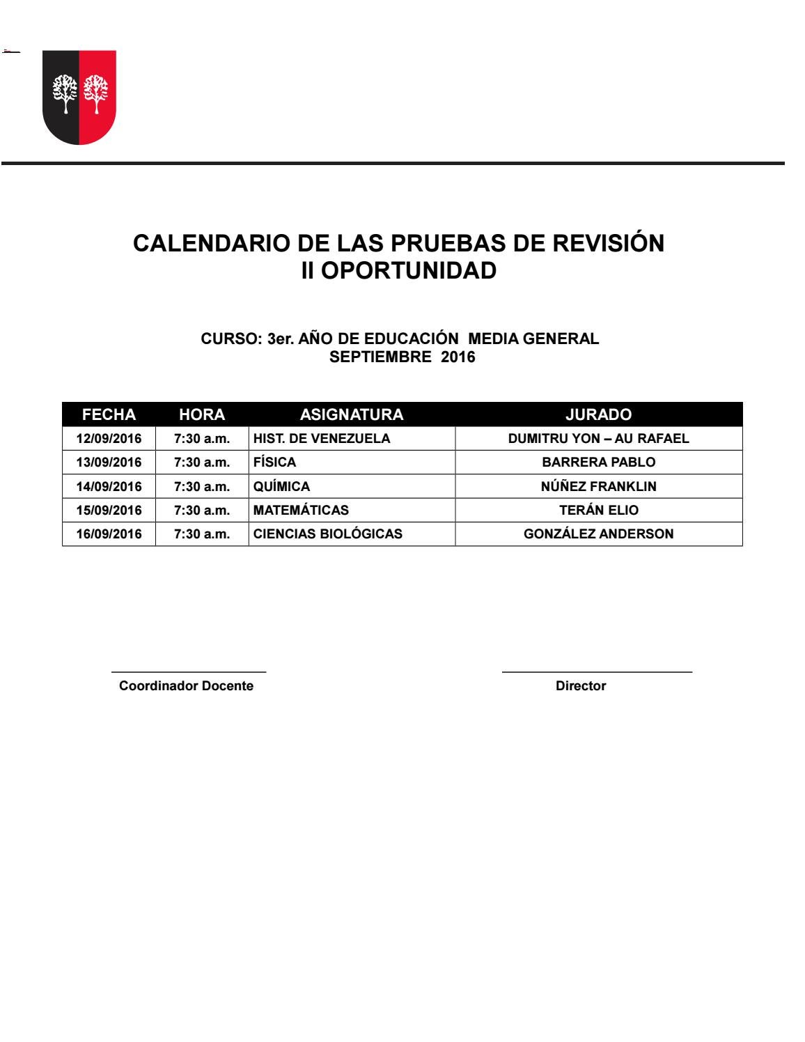 Segunda oportunidad pruebas de revisi%c3%b3n 3er a%c3%b1o by Liceo Los ...