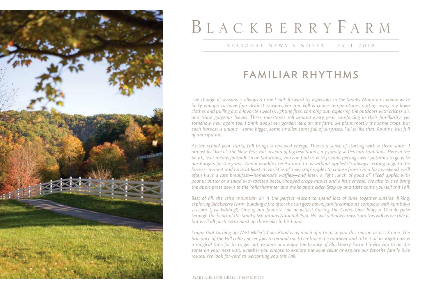 Blackberry Farm Fall Newsletter 2016 by Blackberry Farm - Issuu