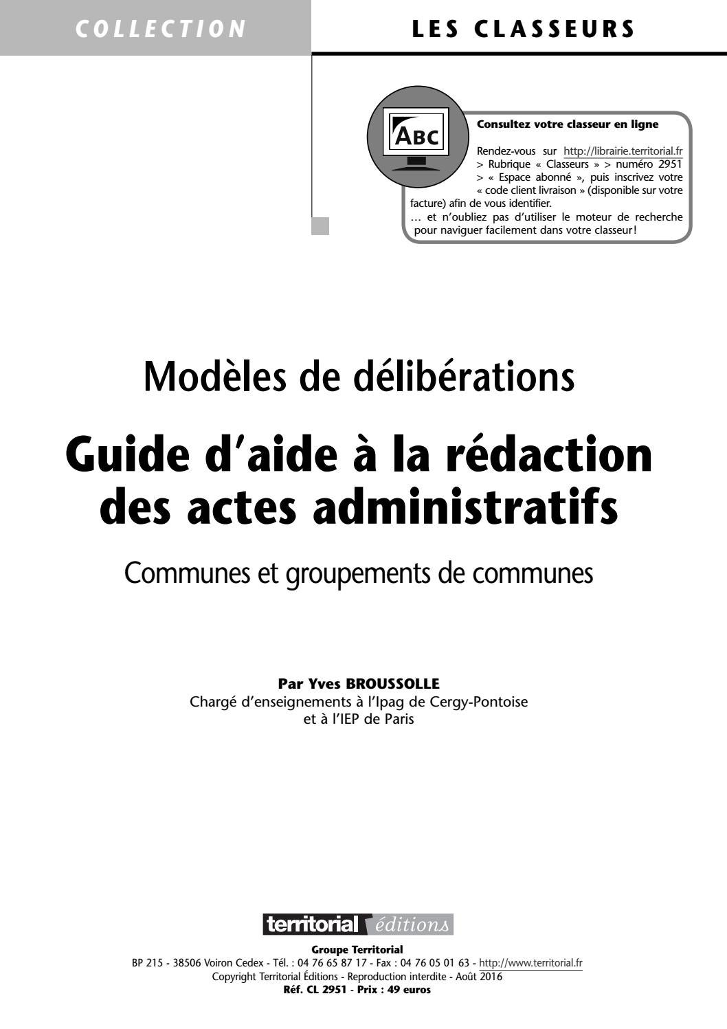 Modeles de deliberations guide d aide a la redaction des actes ...