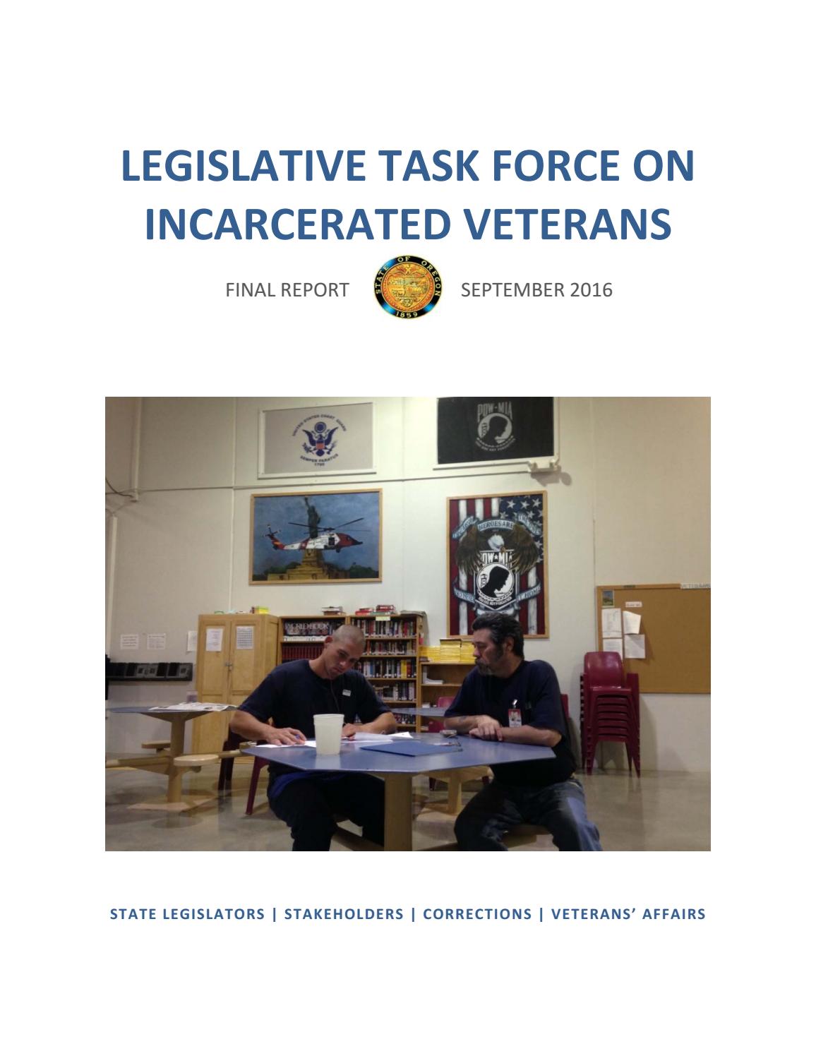 Task Force on Incarcerated Veterans Report September 2016 by Oregon ...