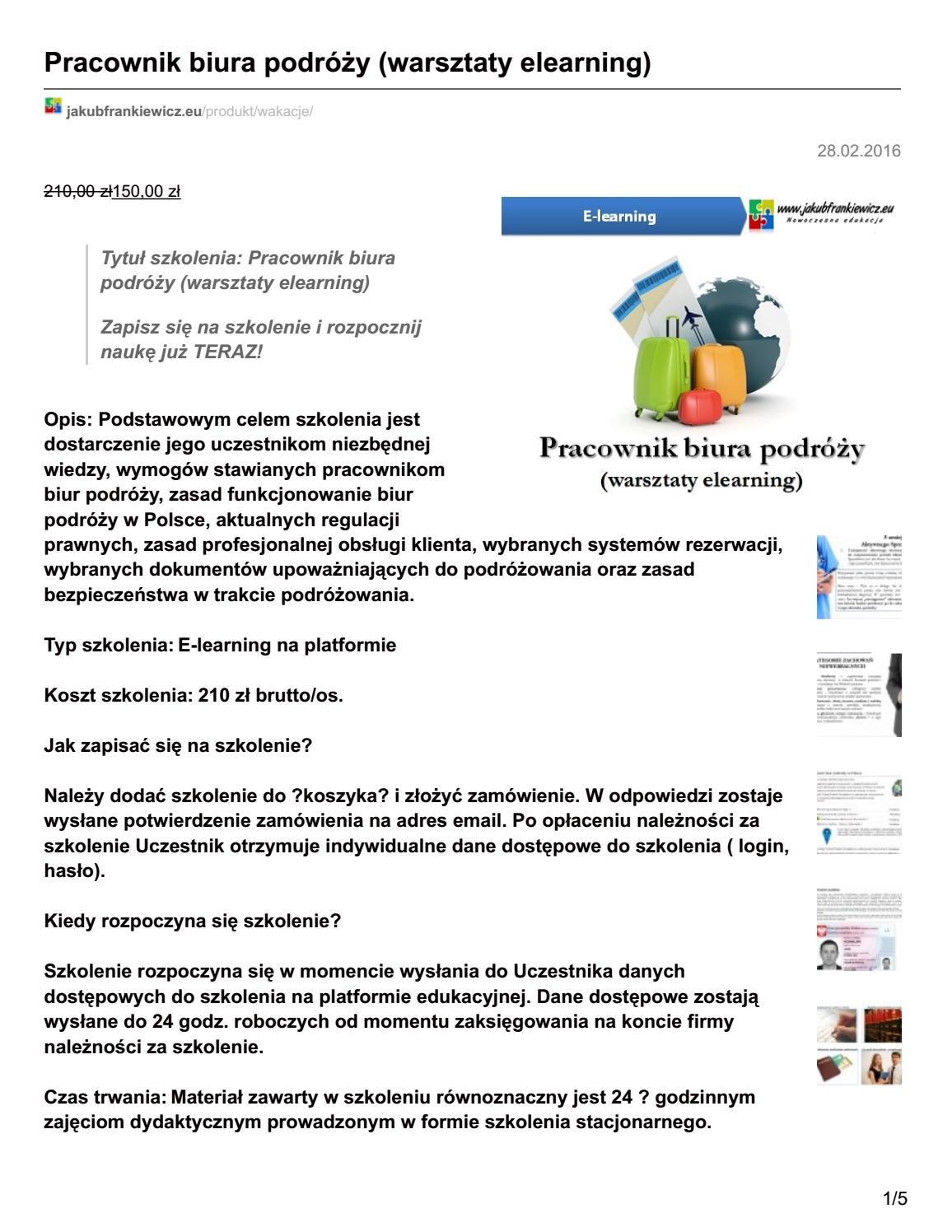 Jakubfrankiewicz.eu - Pracownik biura podróży warsztaty elearning by ...