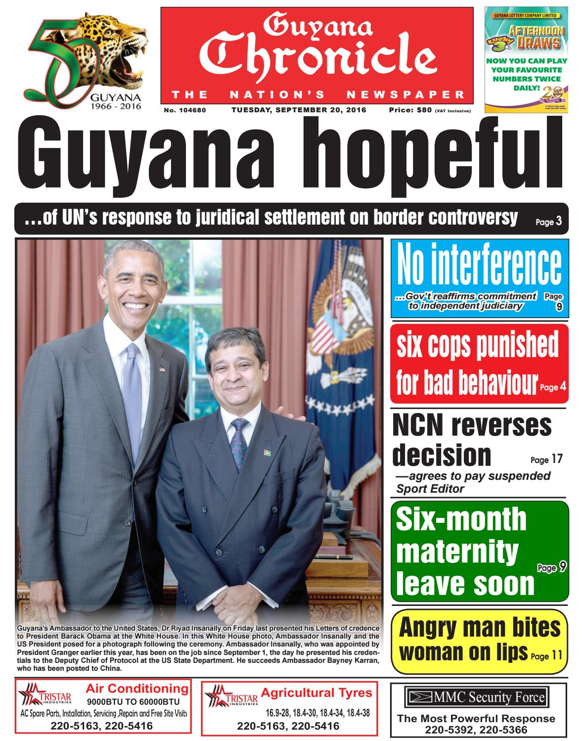 Guyana Chronicle E-Paper 20 09 2016 by Guyana Chronicle - Issuu