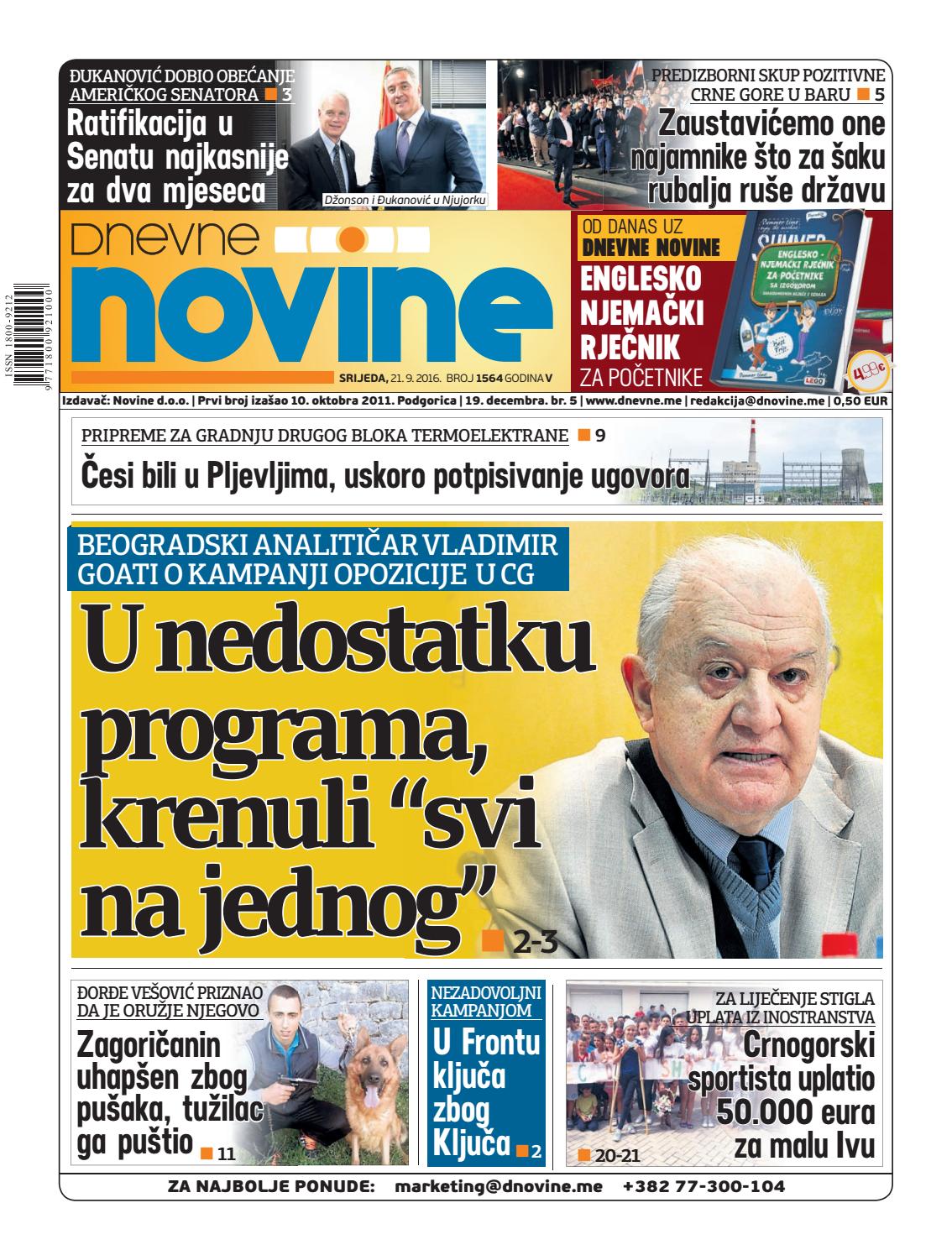 Dnevne novine 21. septembar 2016. by Dnevne Novine - Issuu