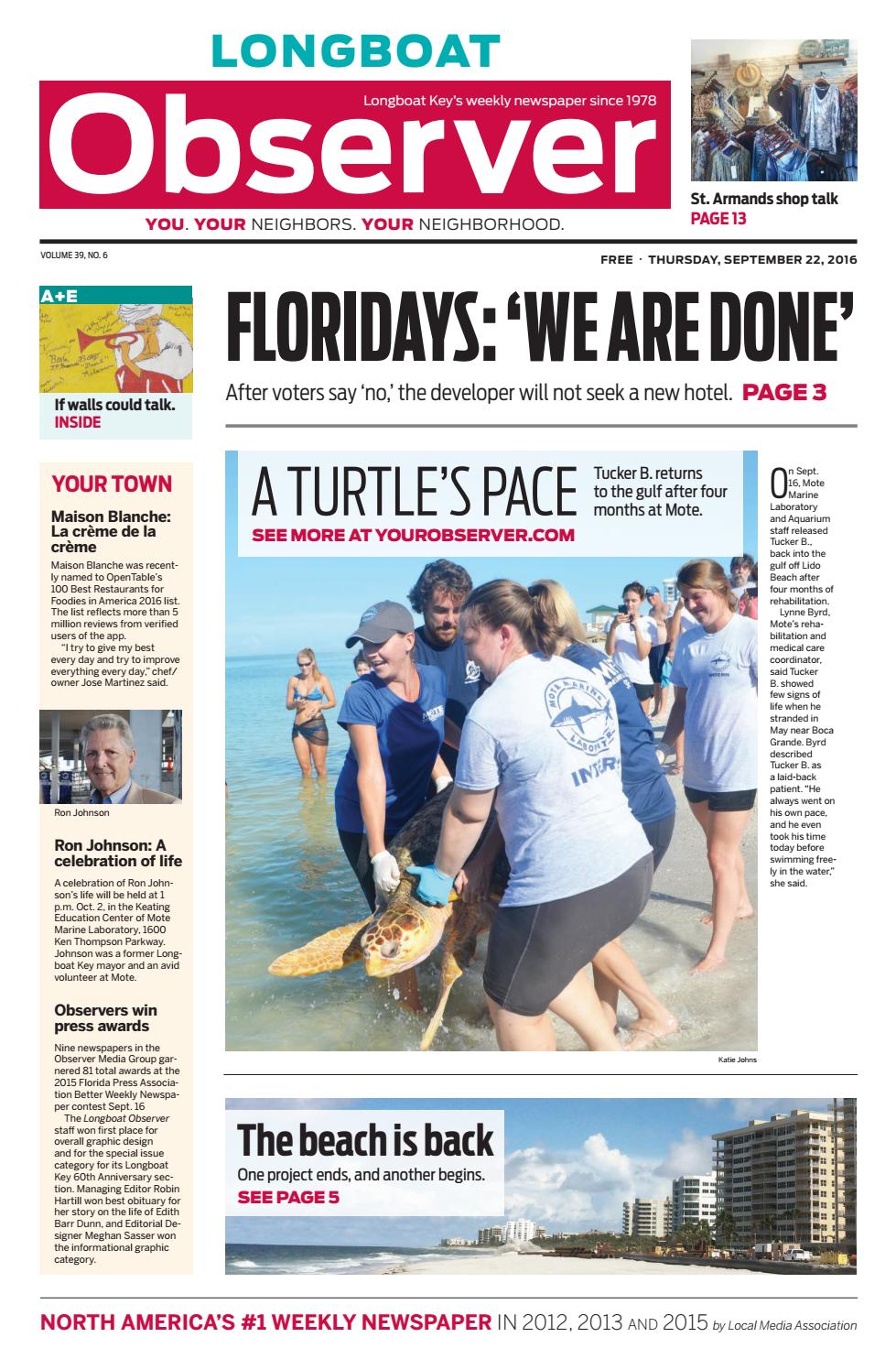 Longboat observer 9 22 16 by The Observer Group Inc. - Issuu