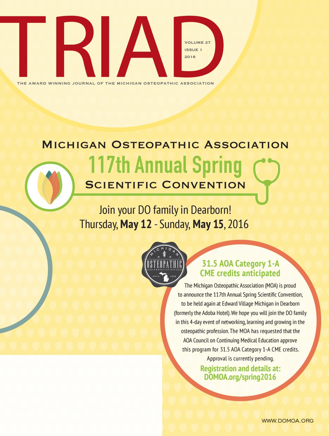 MOA TRIAD Vol. 27, Issue 1, 2016 by Michigan Osteopathic Association ...