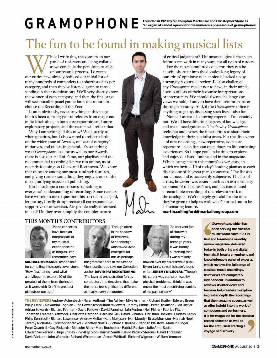 Gramophone magazine august 2016 by ladatoscana - Issuu