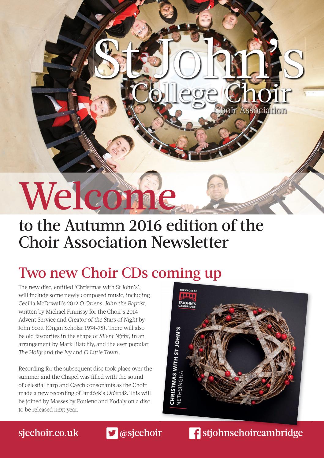 Choir association newsletter Autumn 2016 by St John's College ...