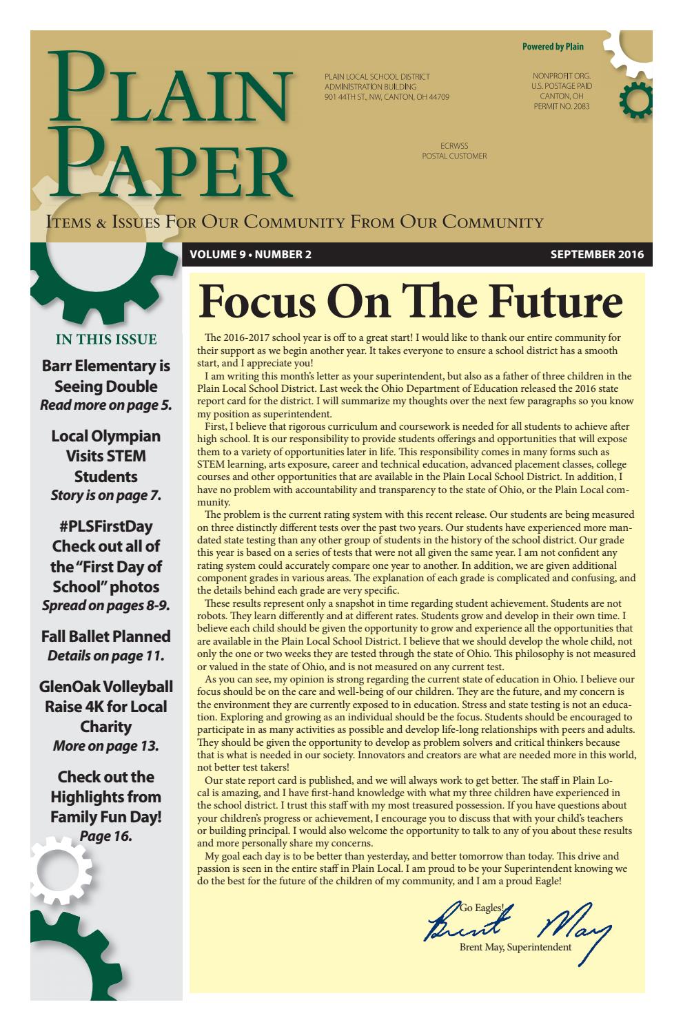 September 2016 Plain Paper by Plain Local Schools - Issuu