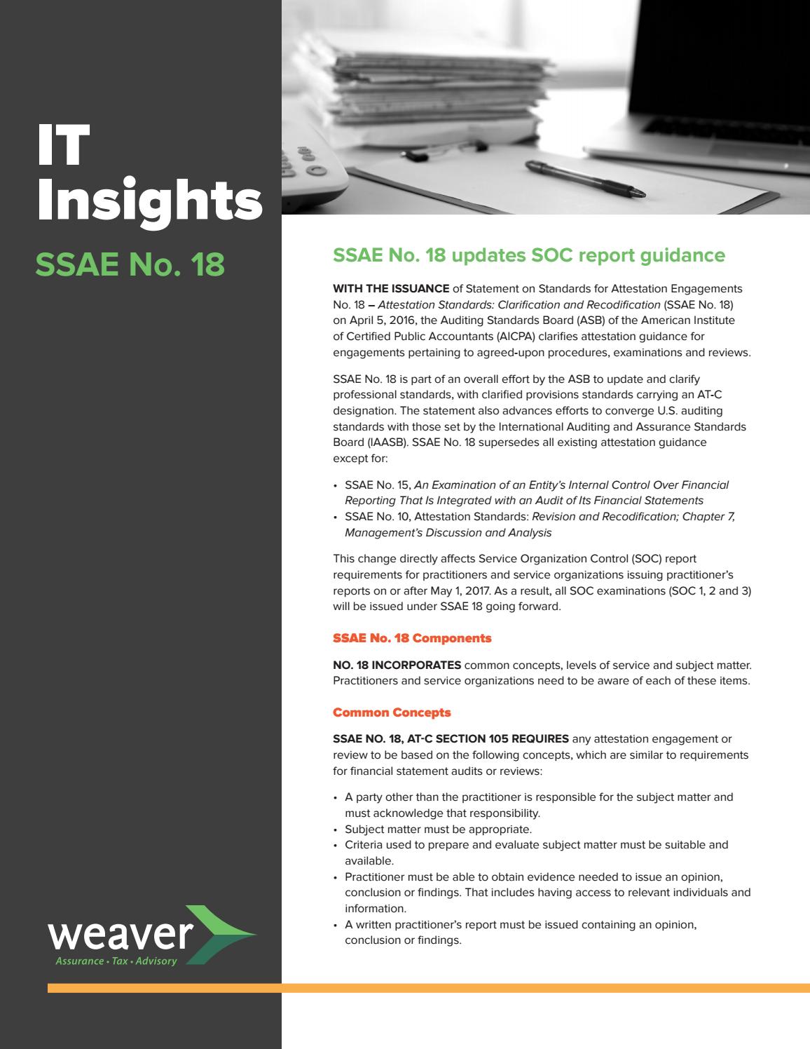 IT Insights - SSAE No. 18 by Weaver - Issuu
