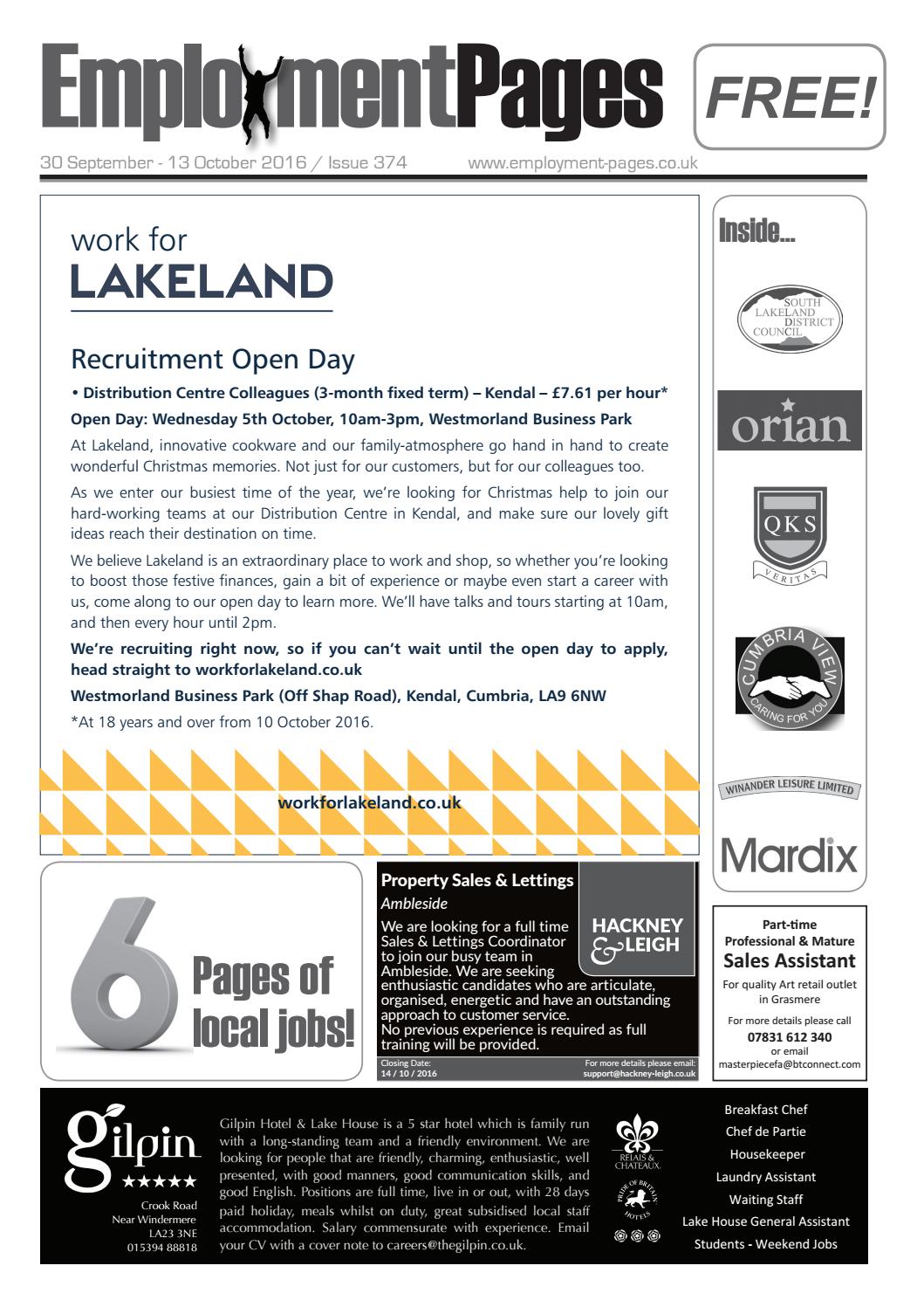 Employment Pages 30 Sep 16 by Employment Pages - Issuu