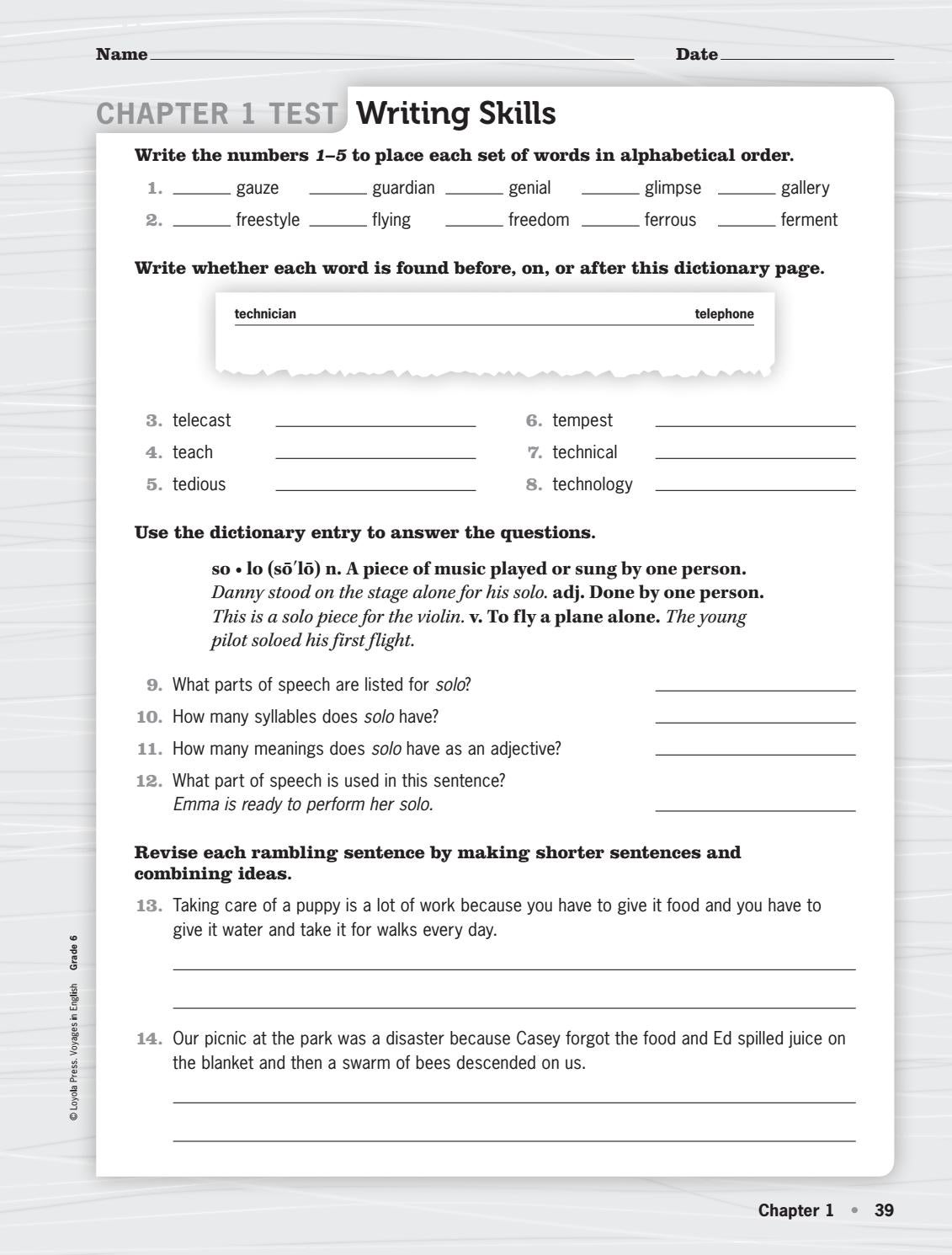 Voyages in English 2018, Assessment Book, Grade 6 by Loyola Press - Issuu