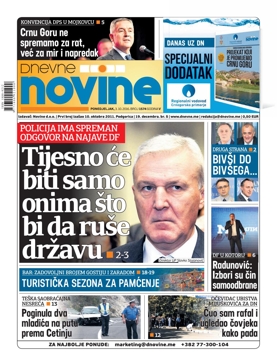 Dnevne novine 3. oktobar 2016. by Dnevne Novine - Issuu