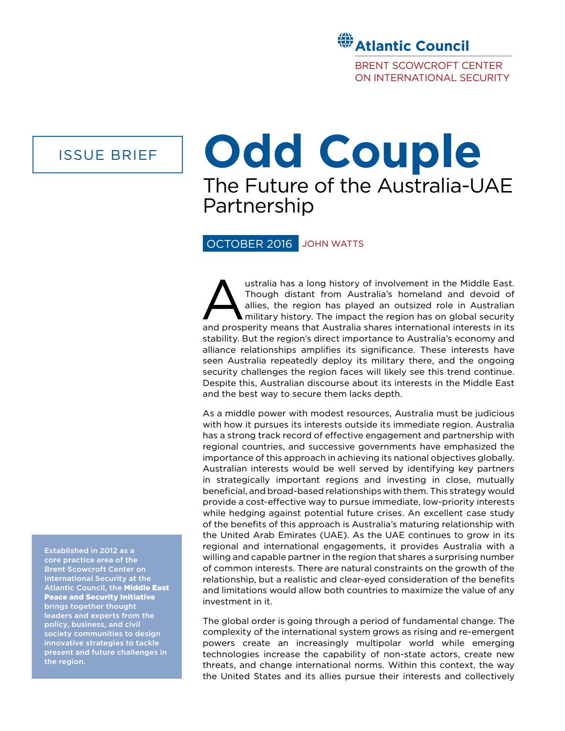 Odd Couple: The Future of the Australia-UAE Partnership by Atlantic ...