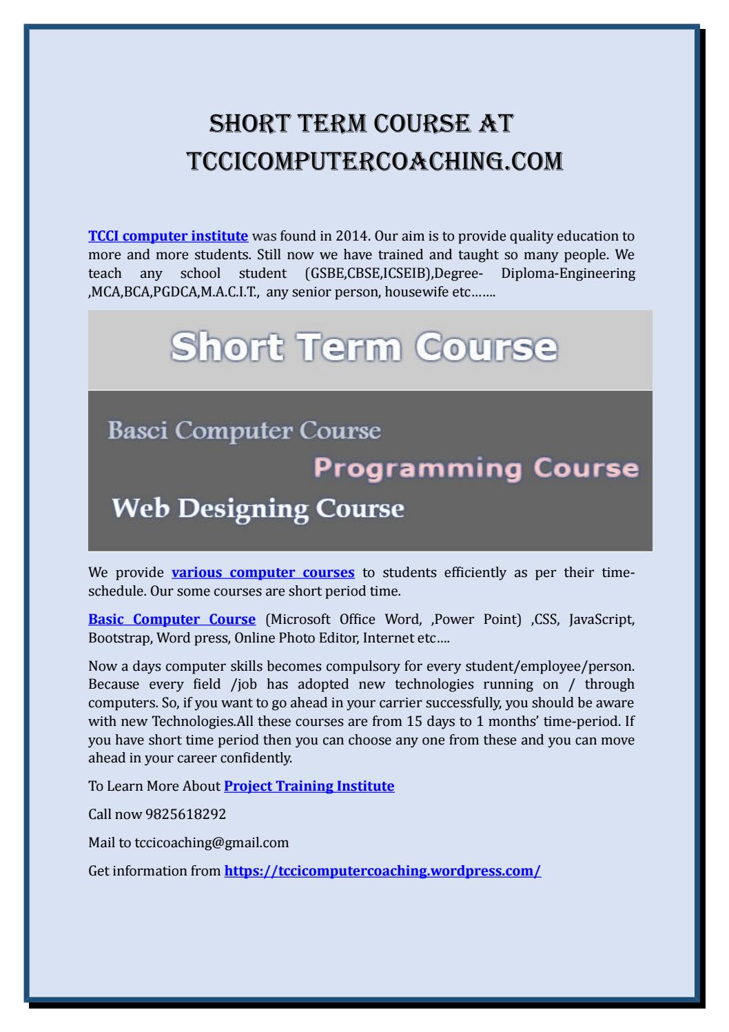 Short term course at tccicomputercoaching com by Rosario Riley - Issuu