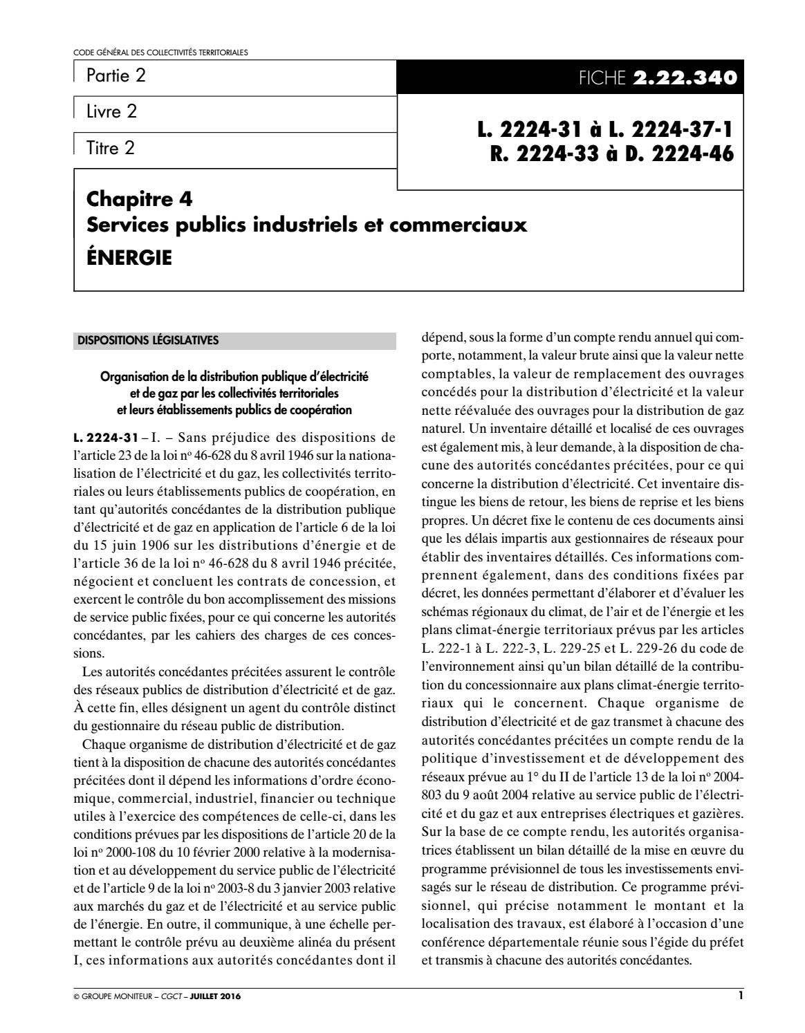 Extrait Code Général des Collectivités Territoriales by INFOPRO DIGITAL ...