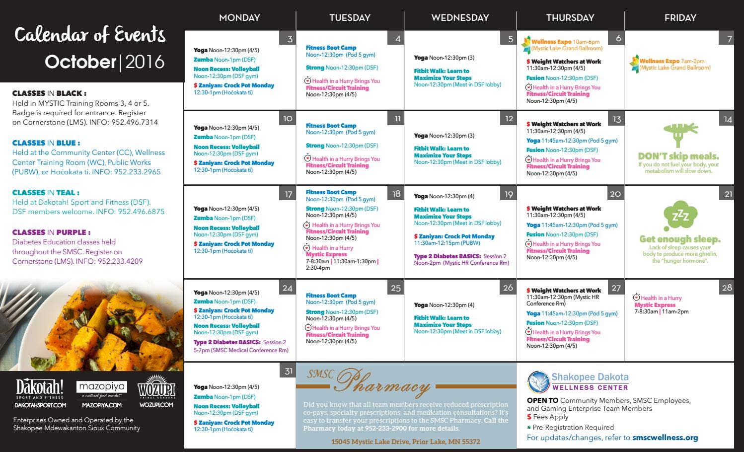 SMSC Wellness Calendar - October 2016 by Shakopee Mdewakanton Sioux ...