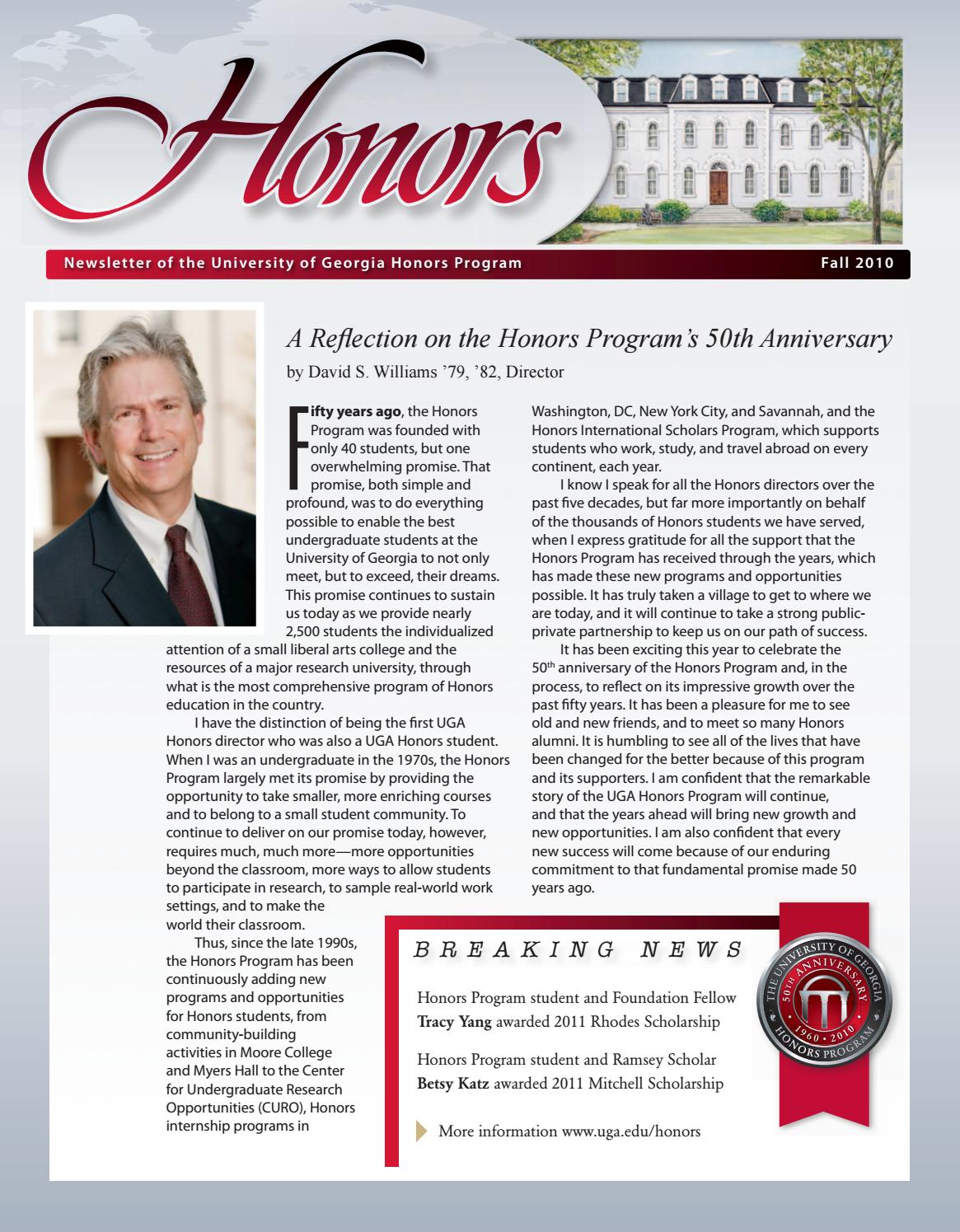 UGA Honors Newsletter, fall 2010 by Morehead Honors College - Issuu