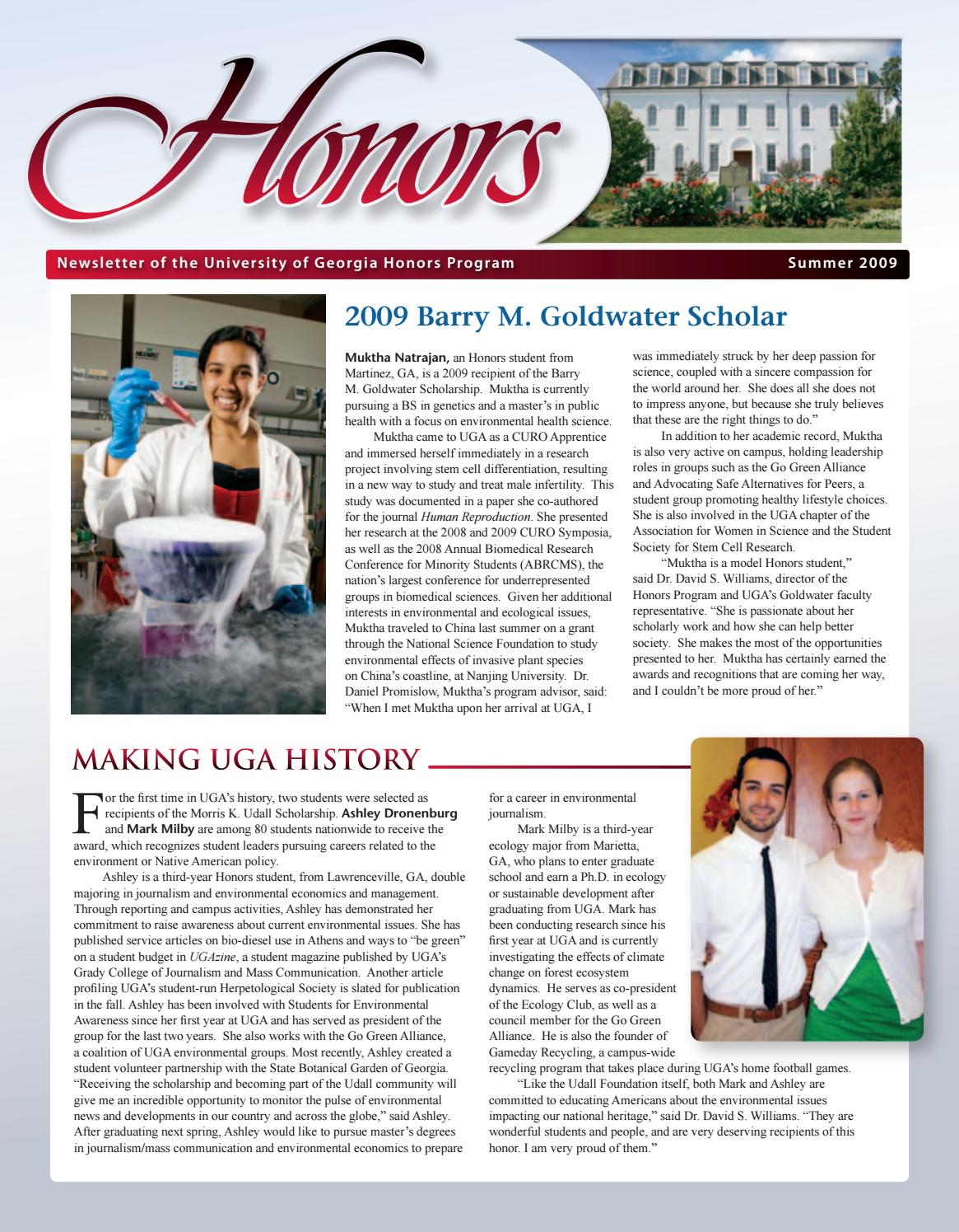 UGA Honors Newsletter, summer 2009 by Morehead Honors College - Issuu