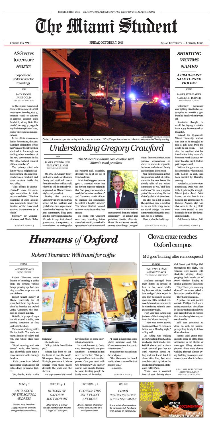 October 7, 2016 | The Miami Student by The Miami Student - Issuu