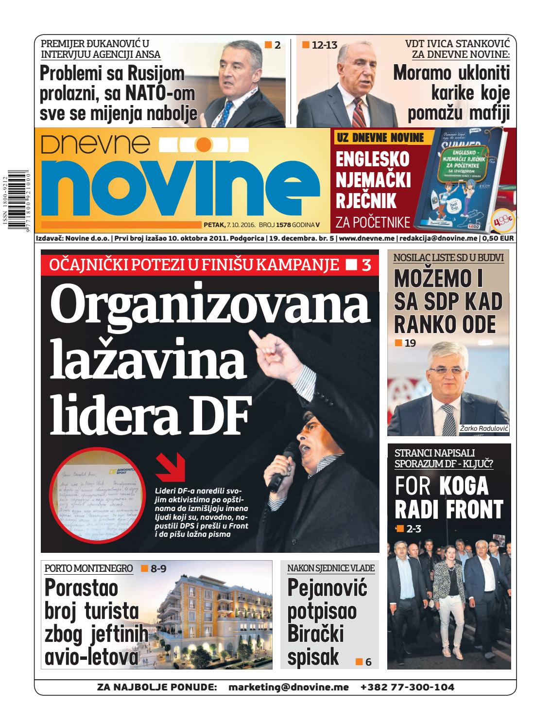 Dnevne novine 7. oktobar 2016. by Dnevne Novine - Issuu
