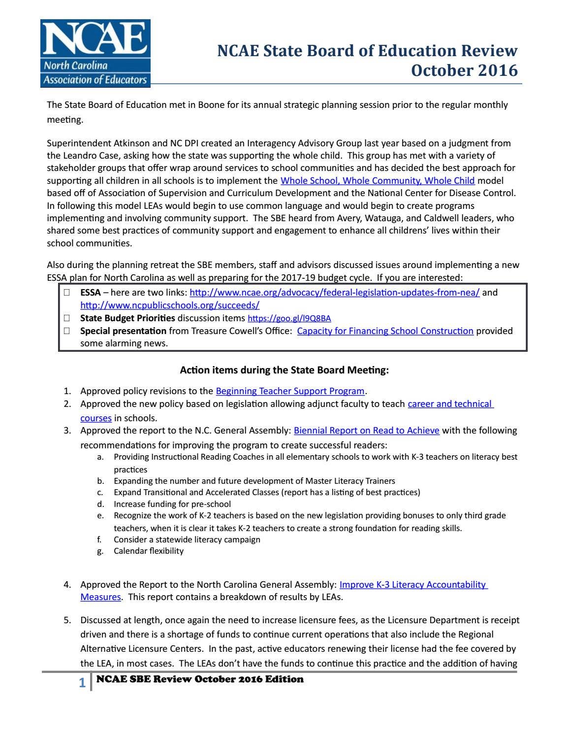 NCAE October 2016 State Board Review by NCAE - Issuu